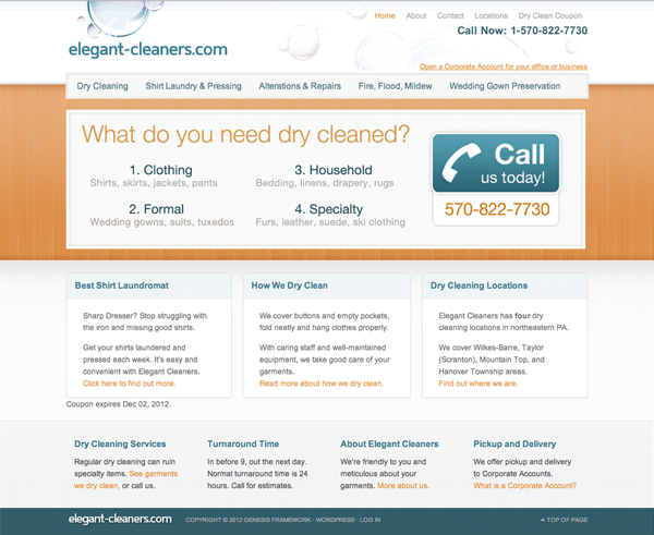 Layout concept for local, friendly dry cleaning company